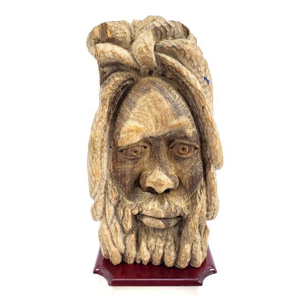 Art | Vintage 1991 Hand Carved Rastafarian Head 8 Rasta Folk Art Figure ...